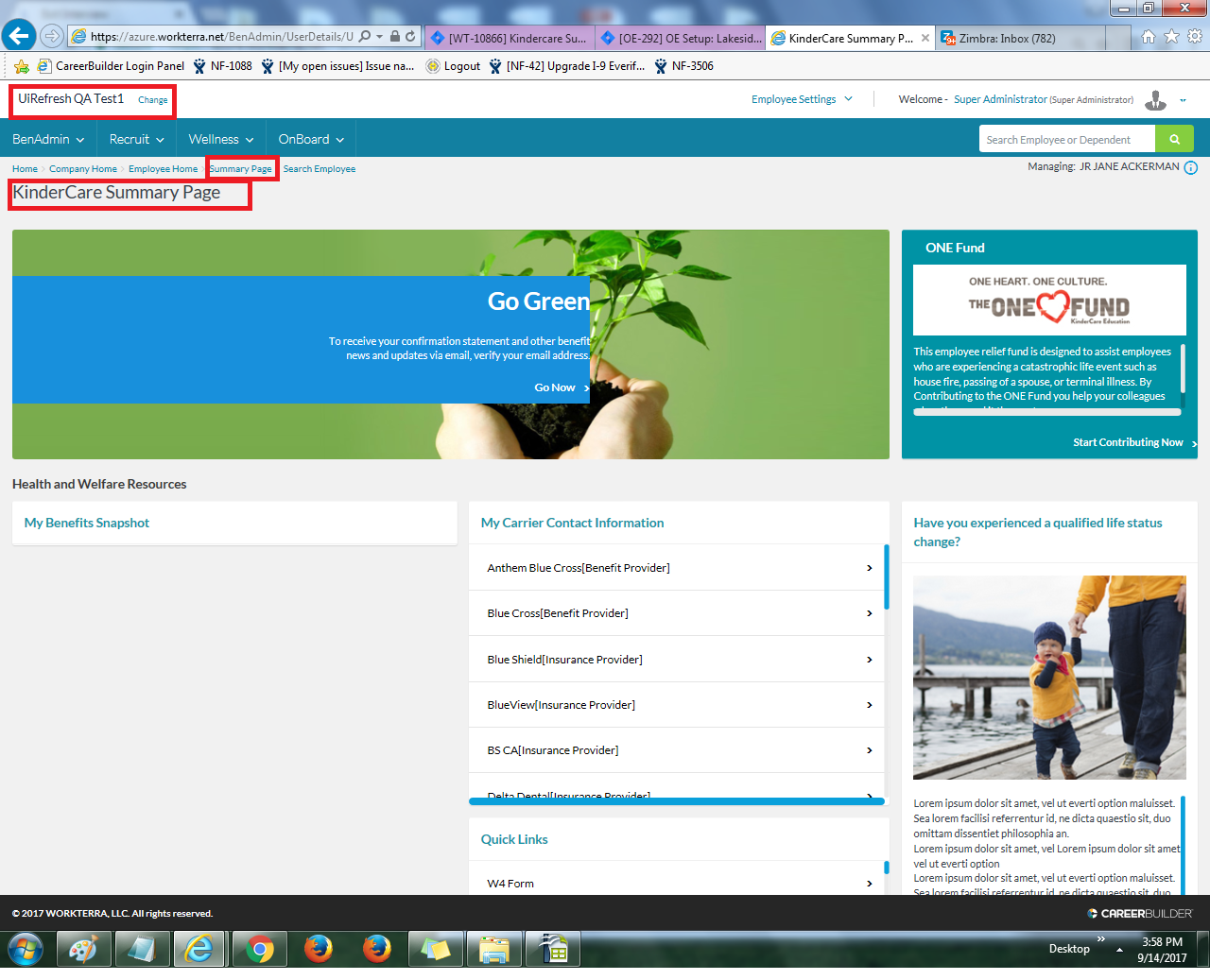 [NF-4368] Summary Page >> Azure >> Title 'KinderCare Summary Page' is displayed for 'Summery ...